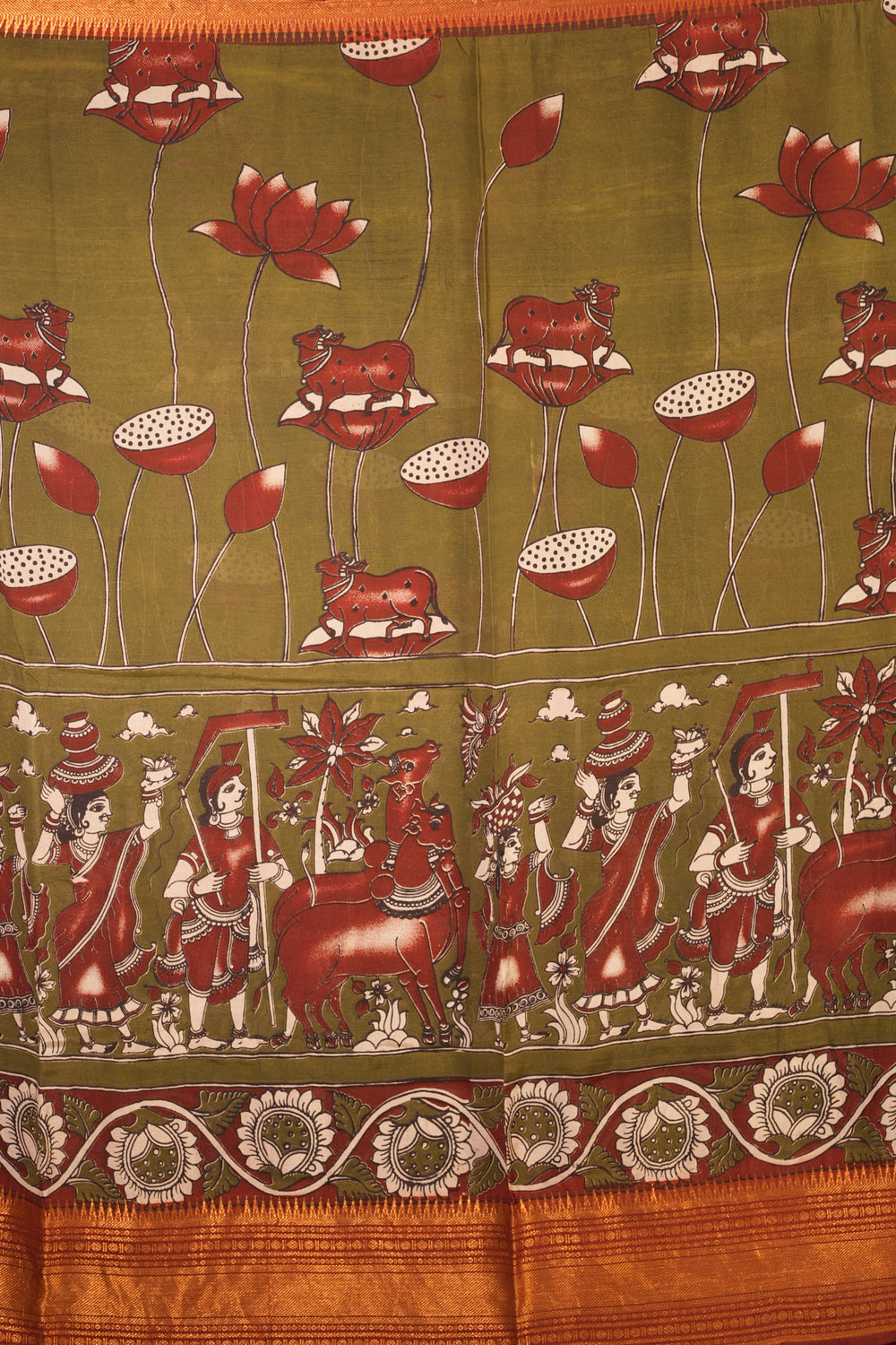 KALAMKARI MANGALAGIRI POWERLOOM SAREE – Manav Kalamkari